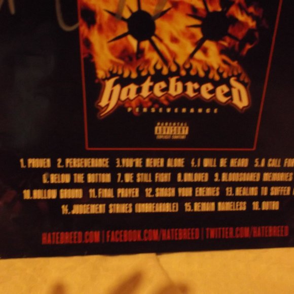 Hatebreed | Wall Decor | Signed 22 Hatebreed 10 Years Of Perseverance Tour Poster And Pass ...